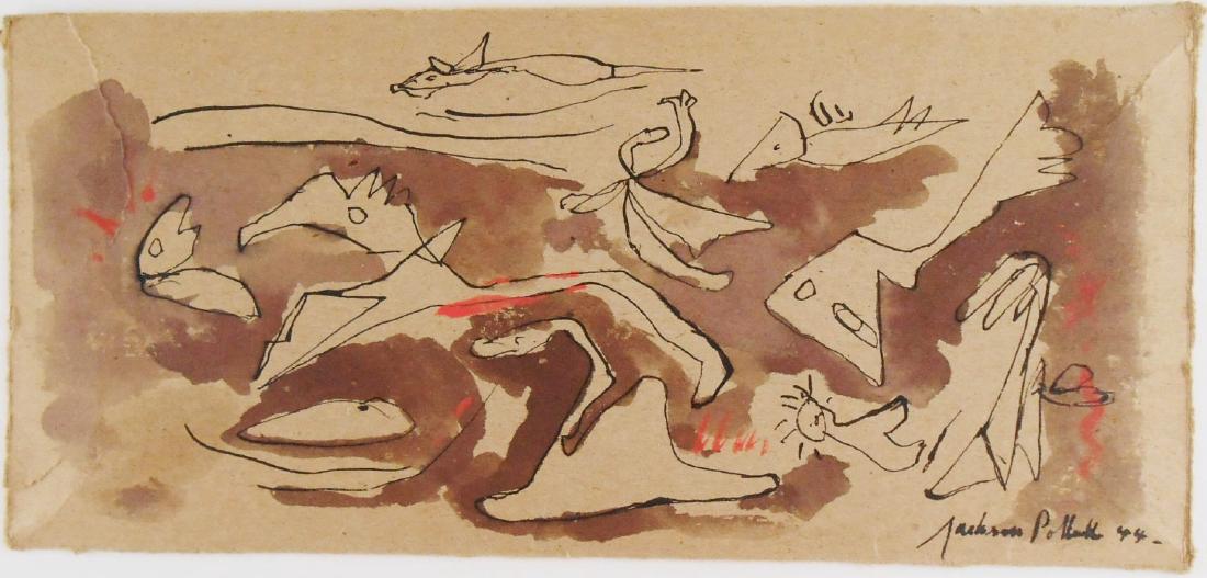 Jackson Pollock (1912 1956) Black Ink & Wash