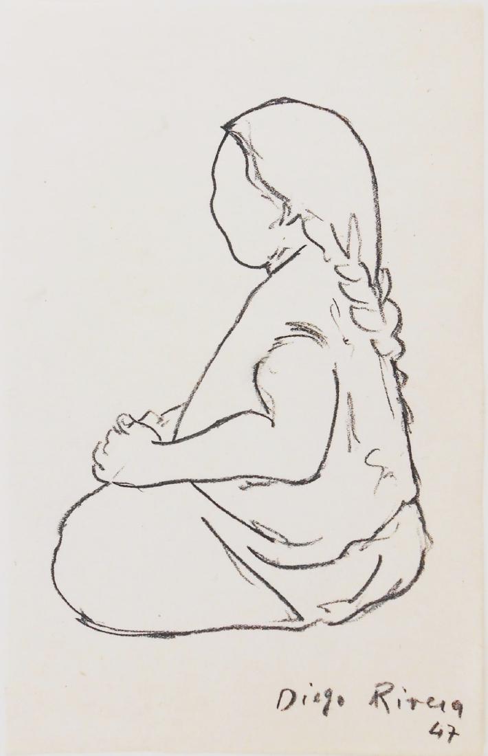 Diego Rivera (1886-1957) Charcoal Drawing