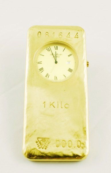 Jean Roulet I Kilo Gold Swiss Ingot Desk Clock