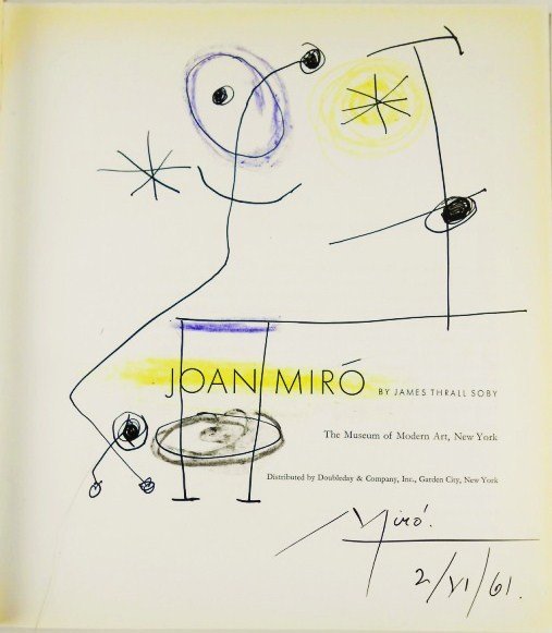 Joan Miro Ink & Crayon Drawing