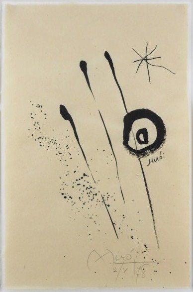 Joan Miro Ink Drawing On Handmade Paper