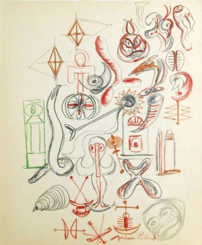 Jackson Pollock (1912-1956) Pencil Drawing