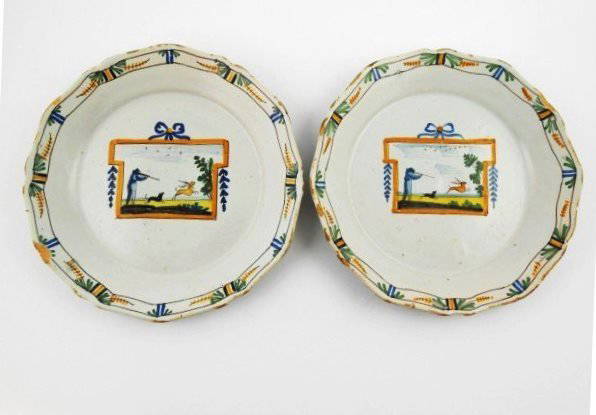 Two Antique French Faience Plates