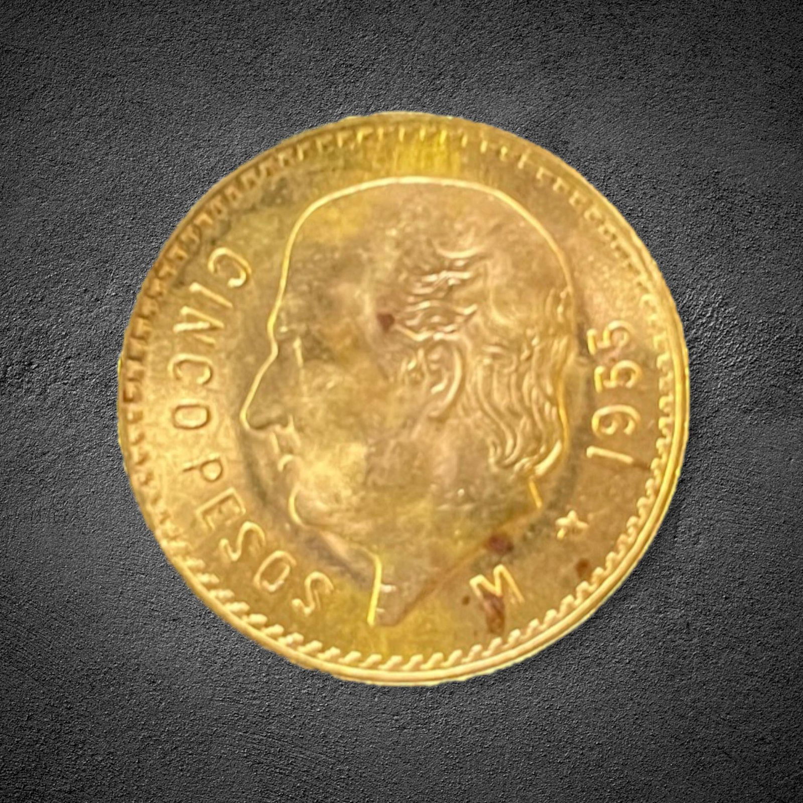1955 Mexico 5 Pesos Gold Coin