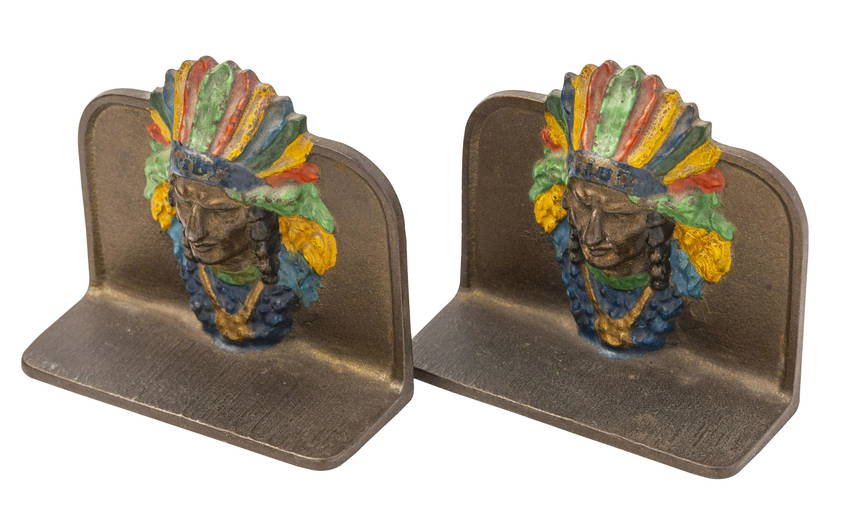 Hand Hammered Indian Chief Book Ends (#0250) on Aug 21, 2022 | Main ...
