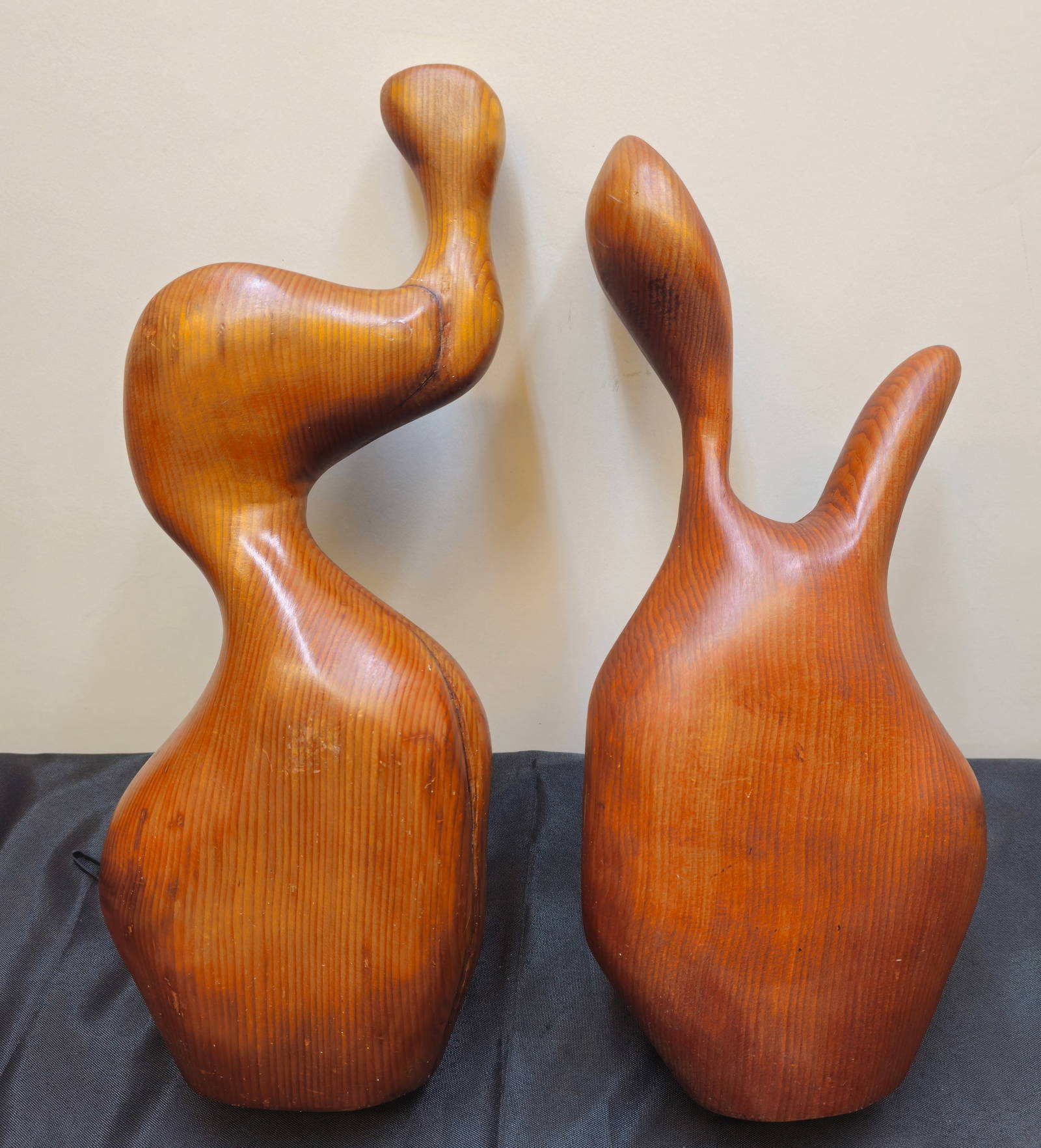 Mcm Teak Organic Abstract Form Sculptures Signed Dh Auction