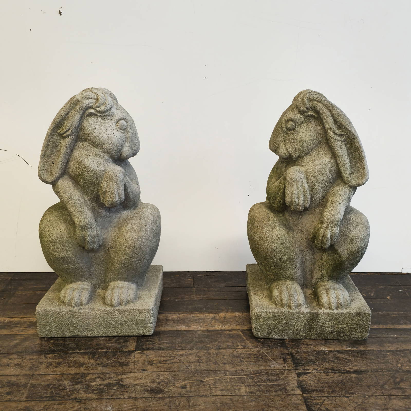 Cast Concrete Standing Rabbits Auction