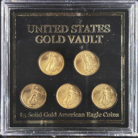 United Stated Gold Vault $5 Solid Gold American Eagle