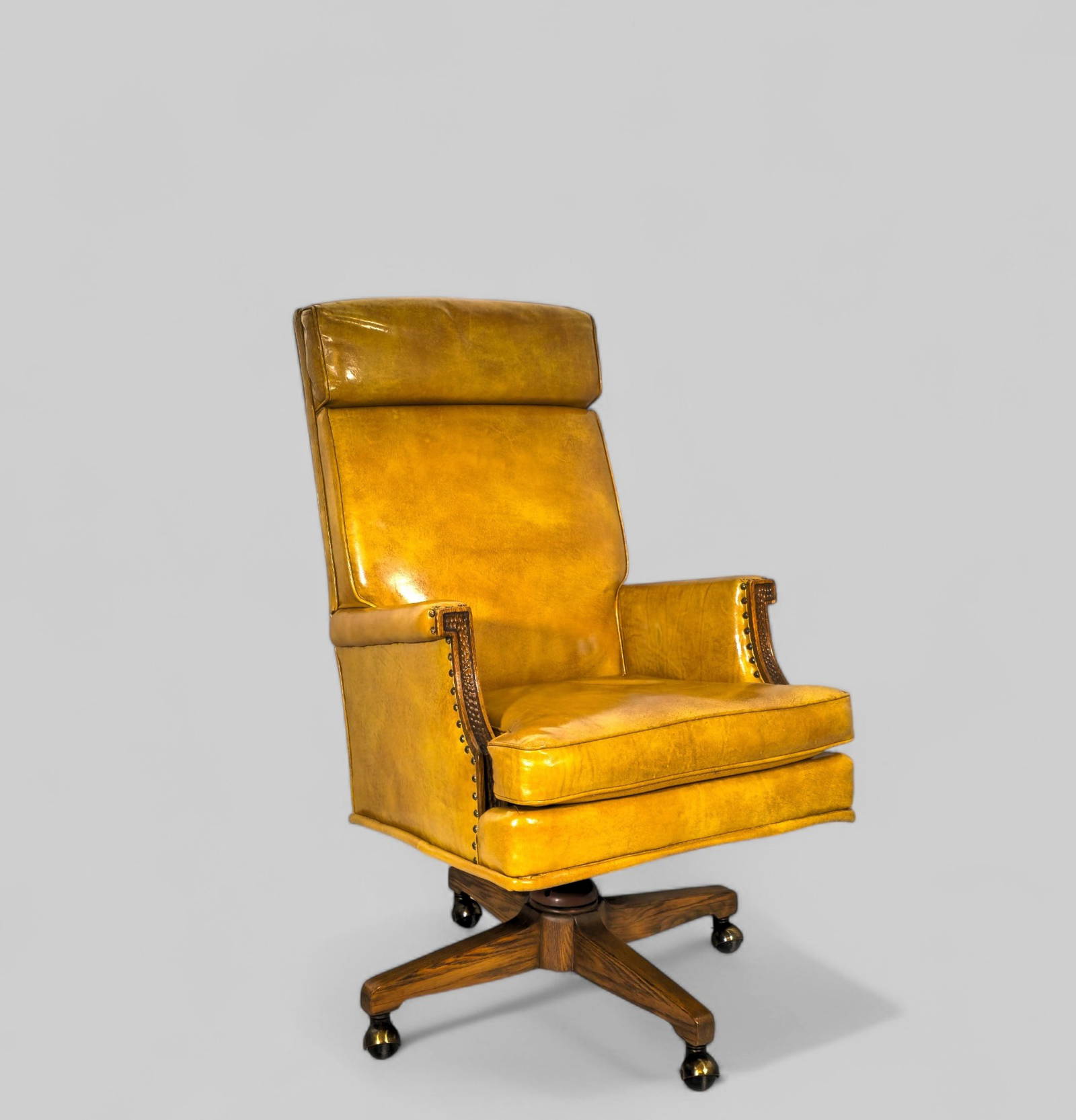 Romweber Viking Oak High Back Leather Executive Office Chair Auction