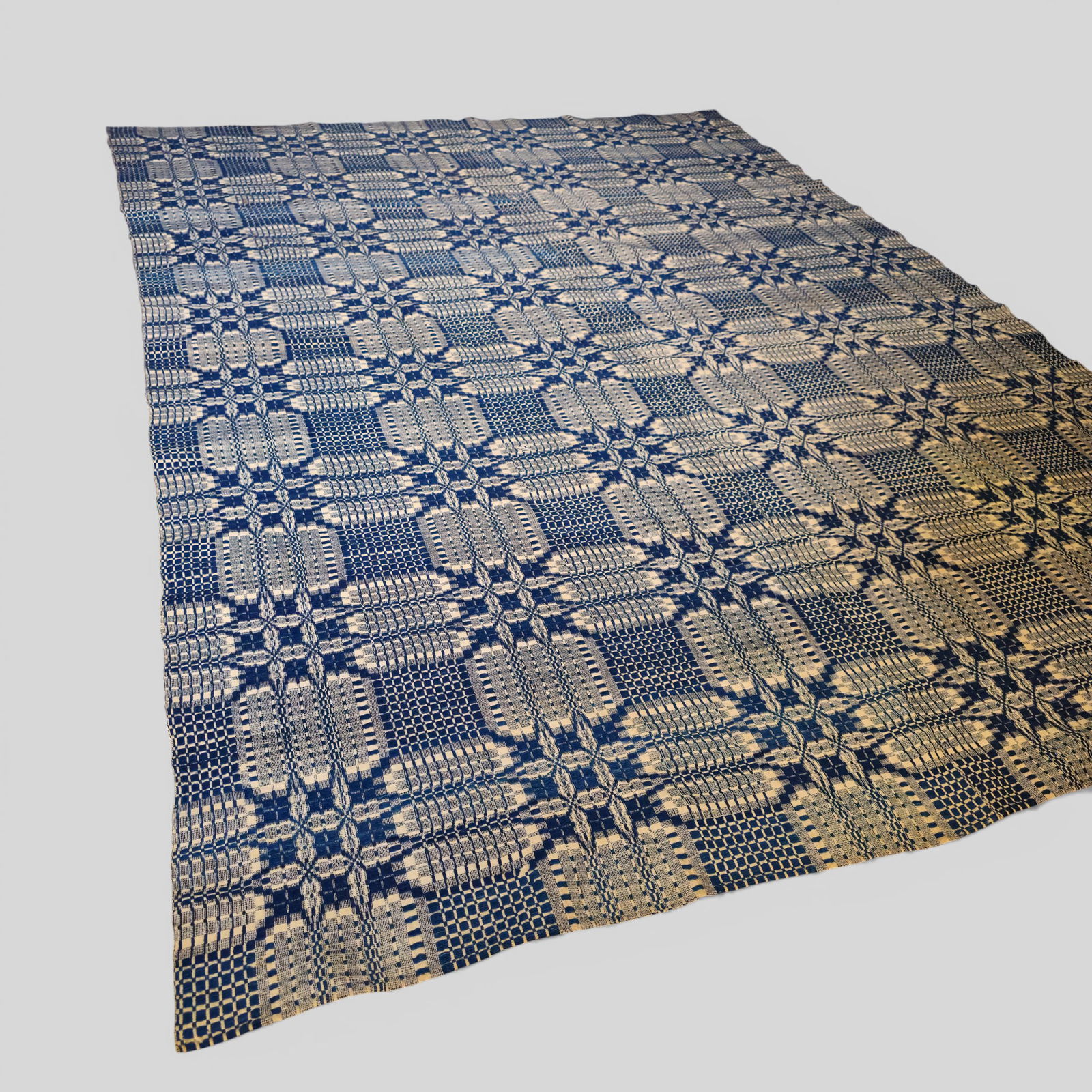 19th Century Blue And White Overshot Coverlet Auction