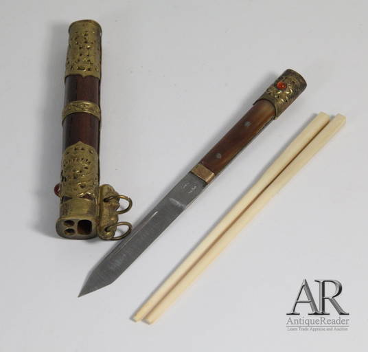 Chinese Knife And Ivory Chopstick