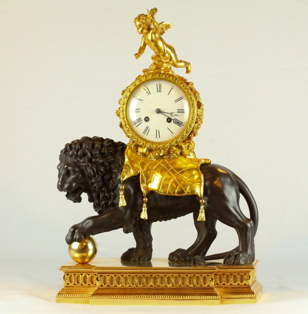 19th C. Dore Bronze Angel Figural Clock