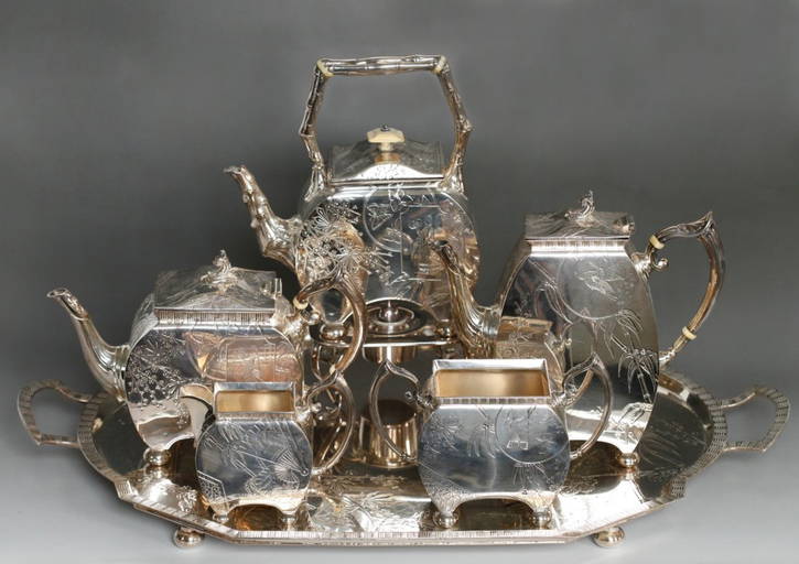 Set Of Chinese Silver Tea Set