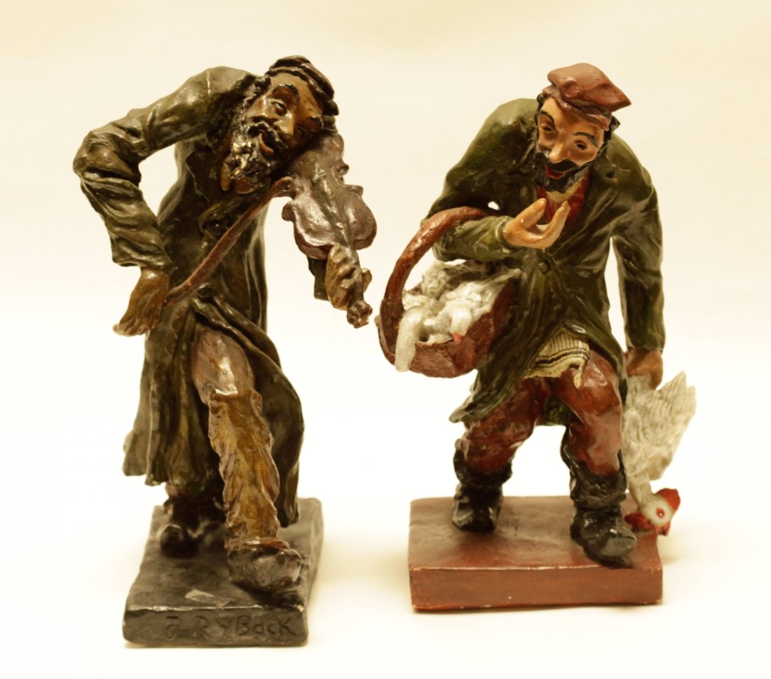 Pair Of Plaster Statues Of Jewish Figuring