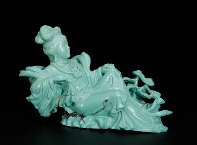 Chinese Turquoise Carving Of A Lady