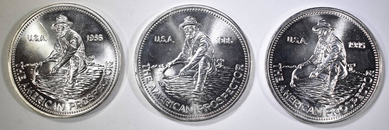 3 1985 1oz .999 Silver Engelhard Rounds