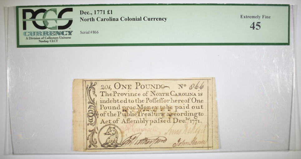 1771 1 Pound Colonial Currency Pcgs Xf 45