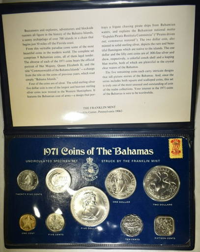 1971 Coins Of The Bahamas Minted By Franklin Mint