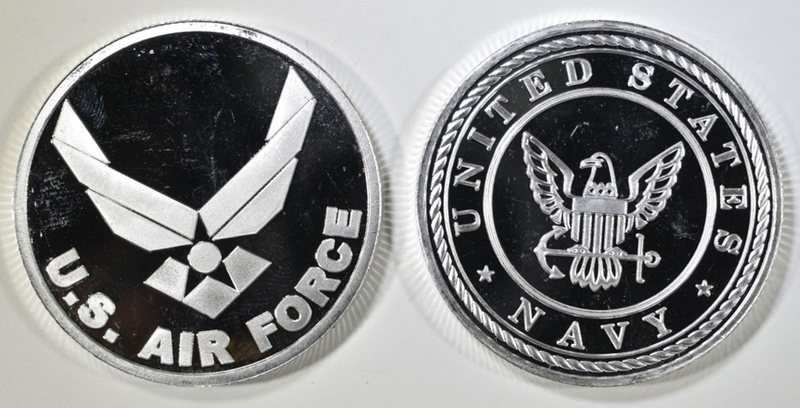 AIR FORCE & NAVY ONE OUNCE .999 SILVER ROUNDS (#0357) on Mar 17, 2022 ...