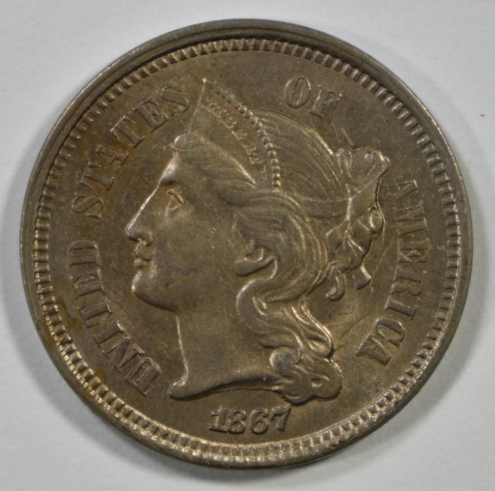 1867 3 Cent Nickel Bu