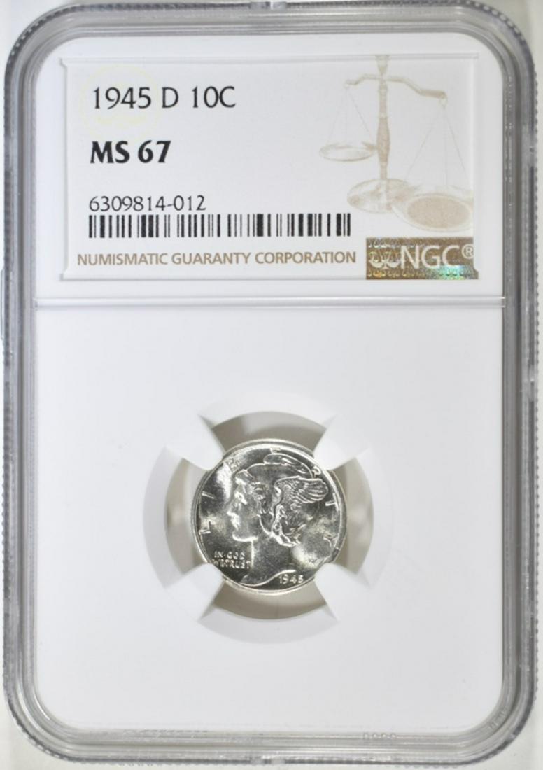 1945 D Mercury Dime Ngc Ms 67