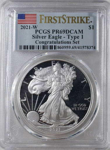 2021 W Am. Sil. Eagle Pcgs Pr69dcam T1