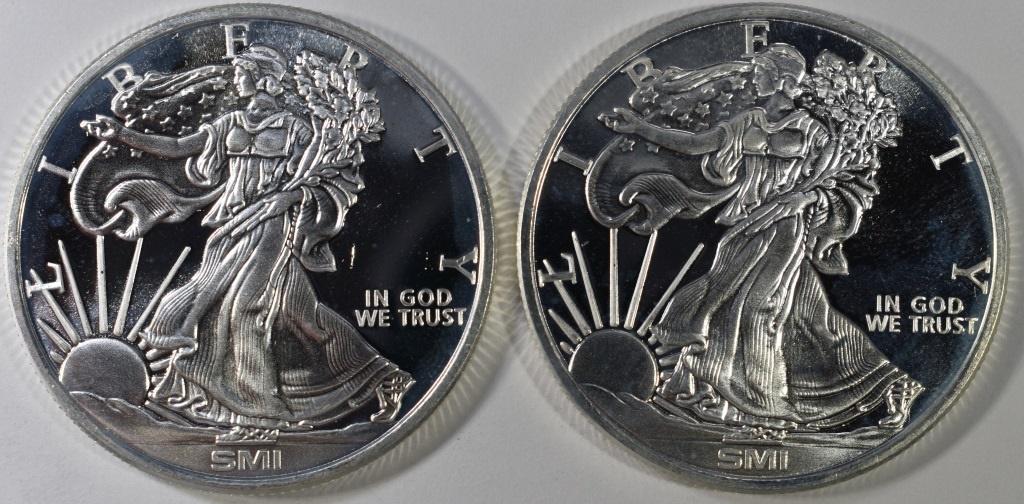 (2) Walking Liberty 1 Oz .999 Silver Rounds