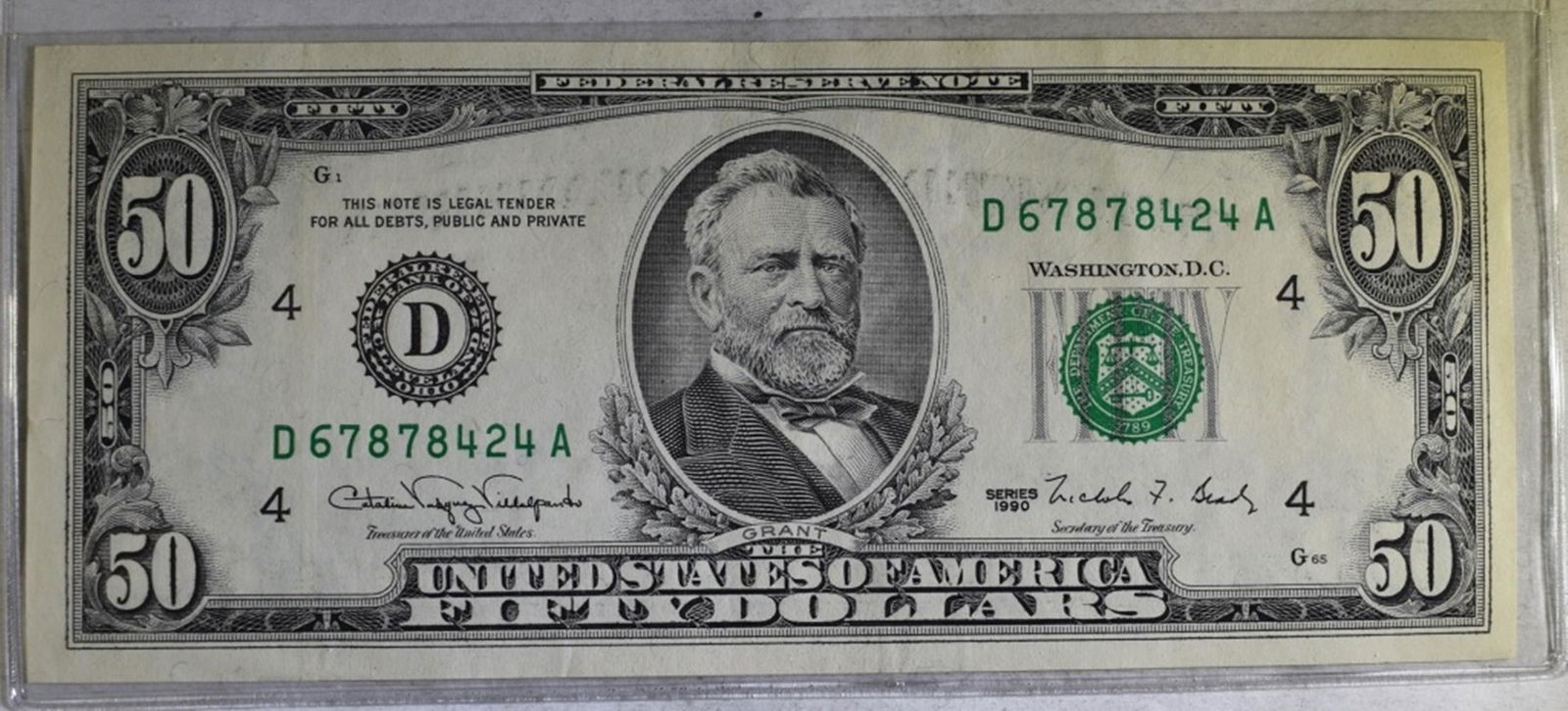 1990 $50 Us Bank Note