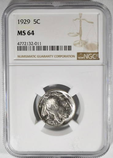 1929 Buffalo Nickel Ngc Ms64