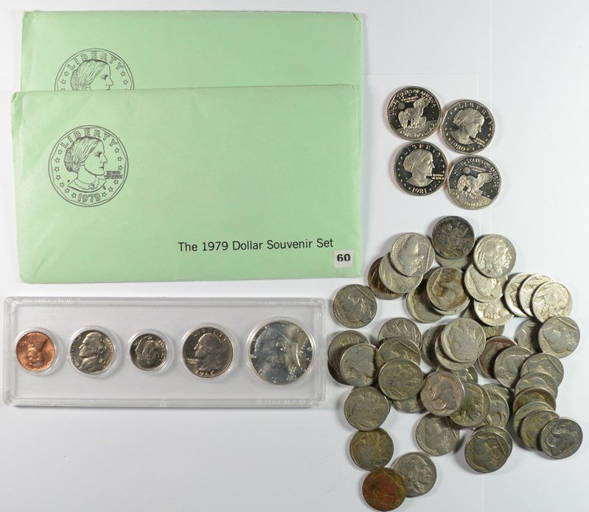 Coin Lot: 1966 Sms Set, 50 No Date Buffalo's, 1979
