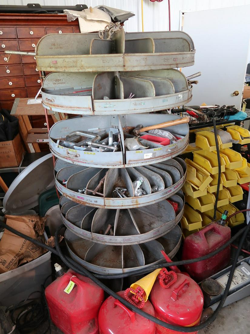 Rotating Hardware Store Metal Bin Cabinet Auction