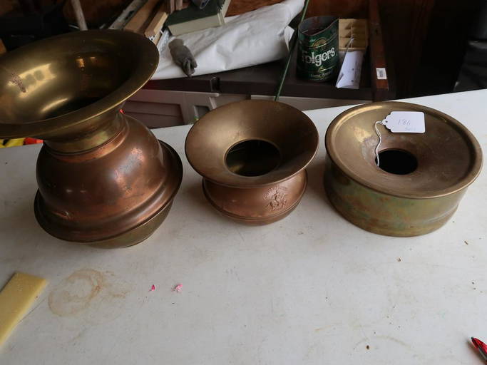 3 Brass Spitoons
