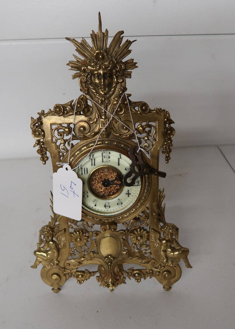 Very Ornate Easel Dresser Clock With Key Auction
