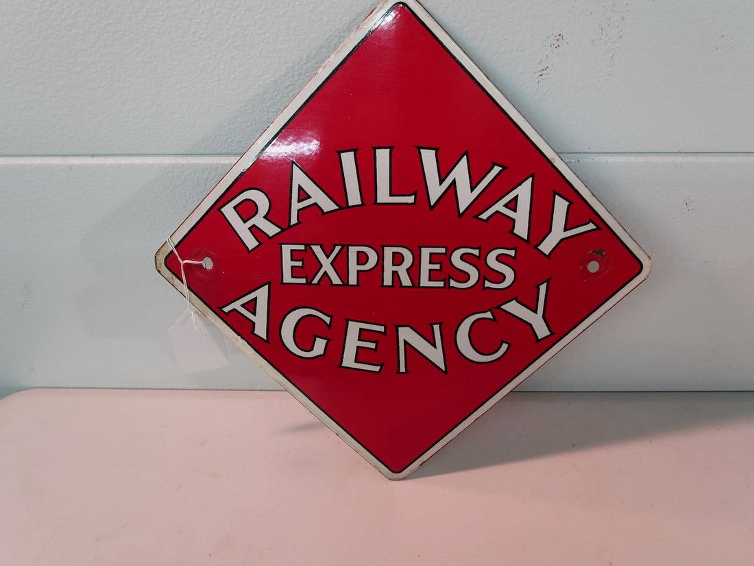 Porcelain Railway Express Agency Sign Auction