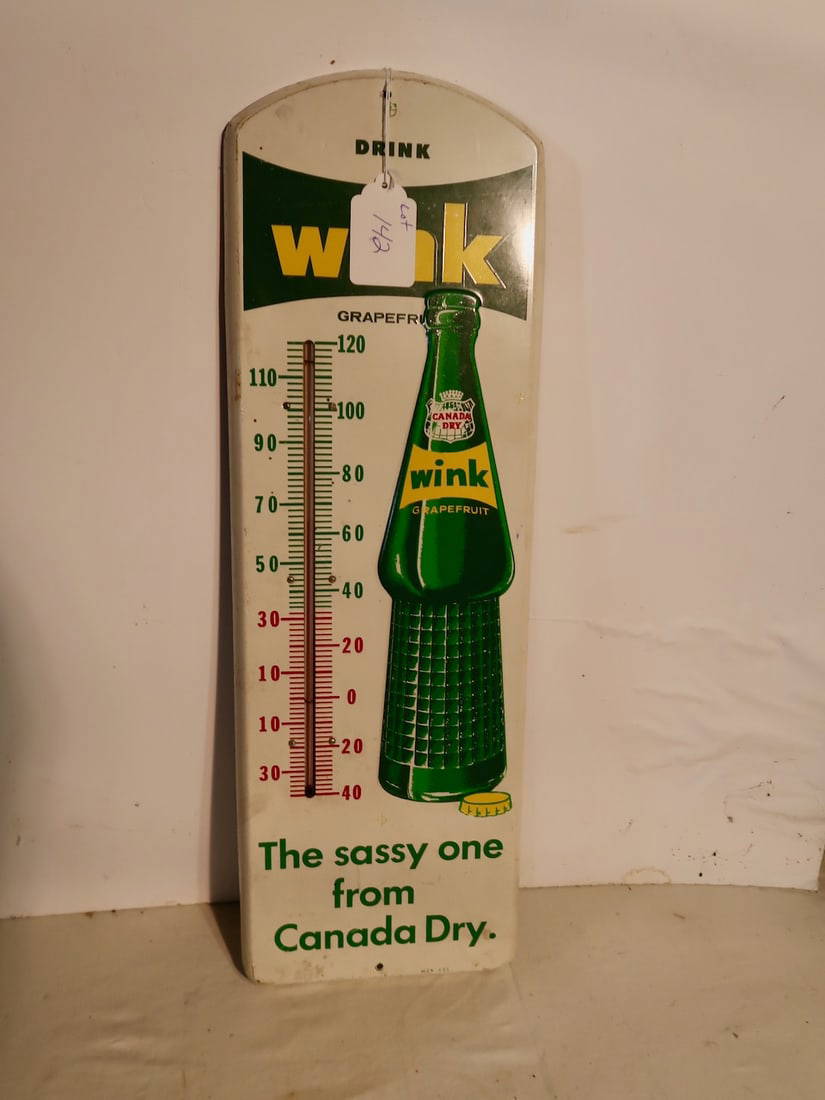 Tin Wink Thermometer Auction