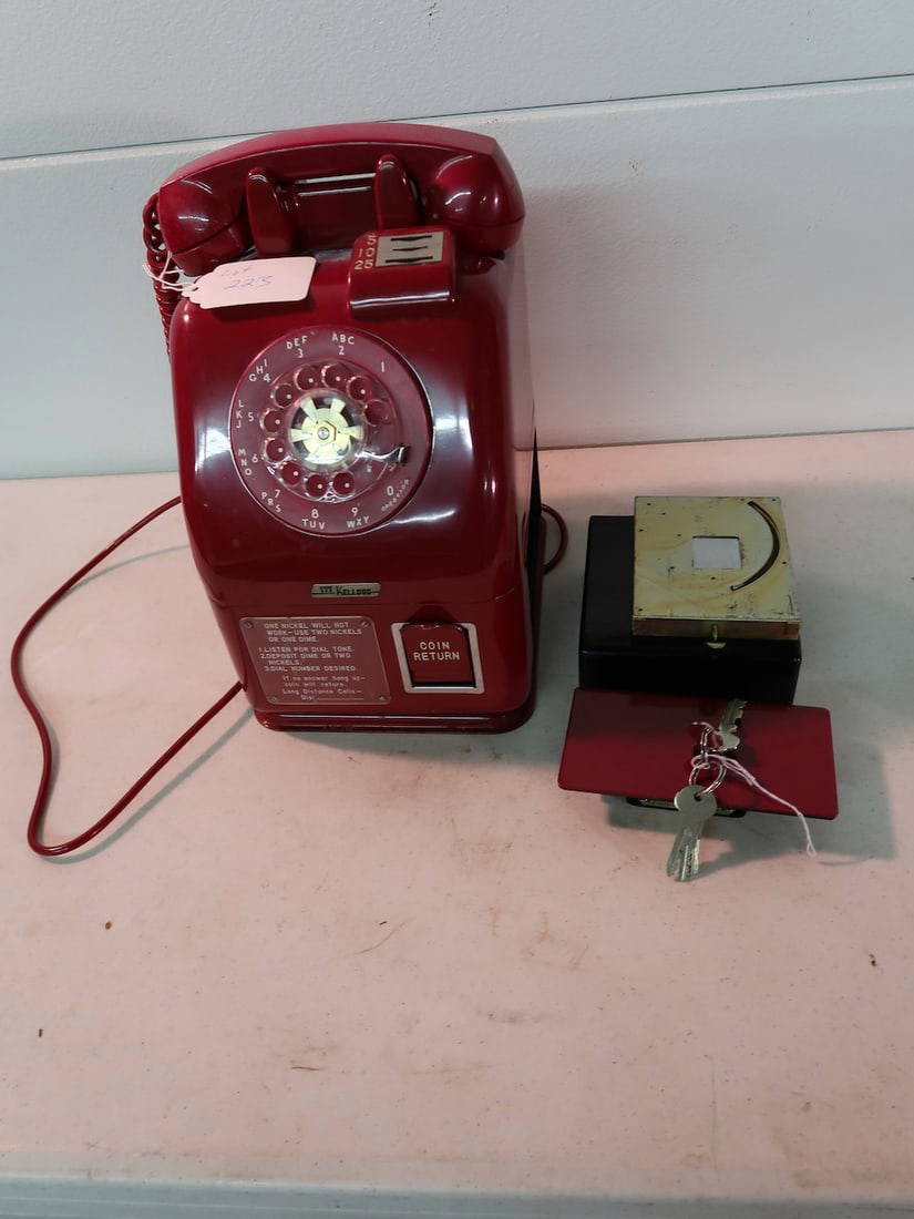Itt Kellog Red Coin Operated Pay Phone Auction