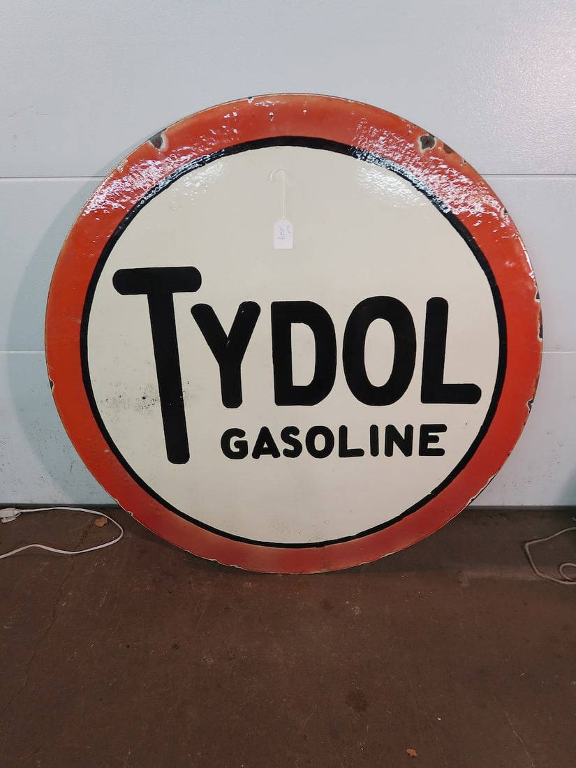 Large Porcelain Tydol Gasoline Sign Double Sided Auction