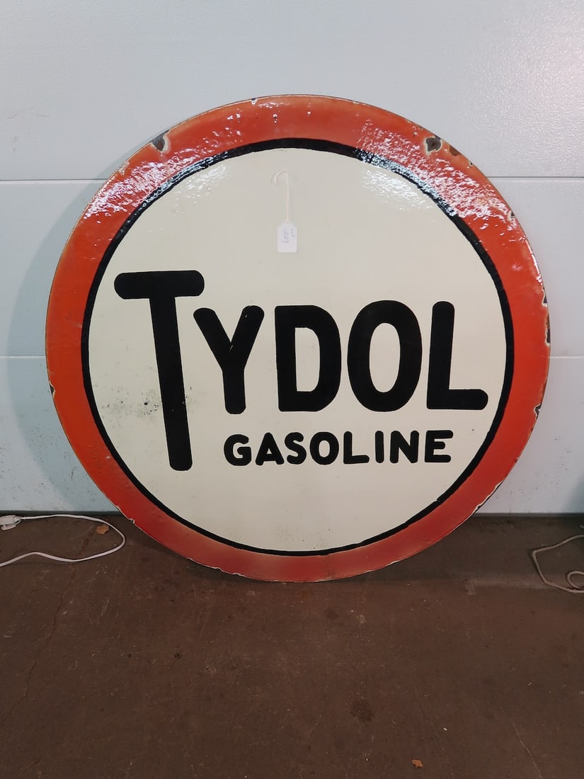 Large Porcelain Tydol Gasoline Sign Double Sided Auction