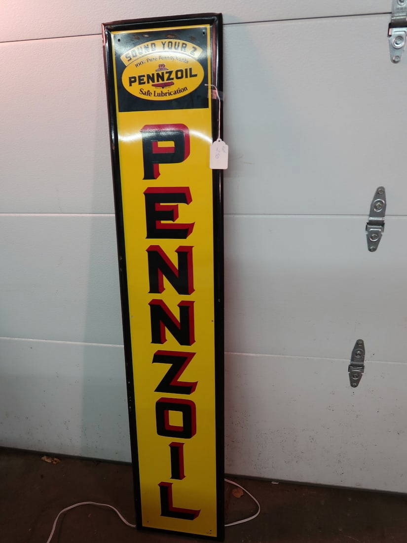 Pennzoil Tin Advertising Sign Dated 1966 Auction