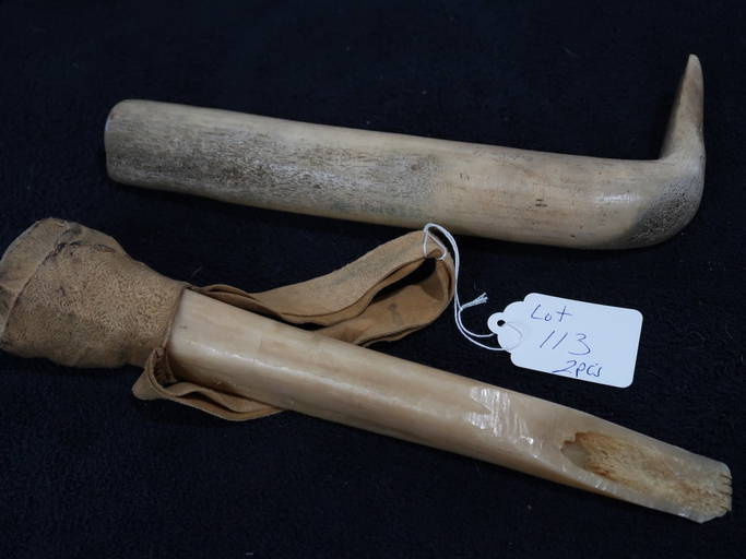 2 Vintage Native American Bone War Clubs Dated: 11/3/1914