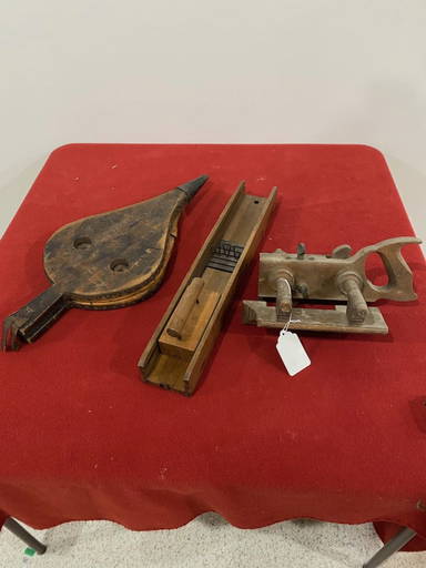 3 Early Primitive Items Bellow, Kraut Cutter, Plane