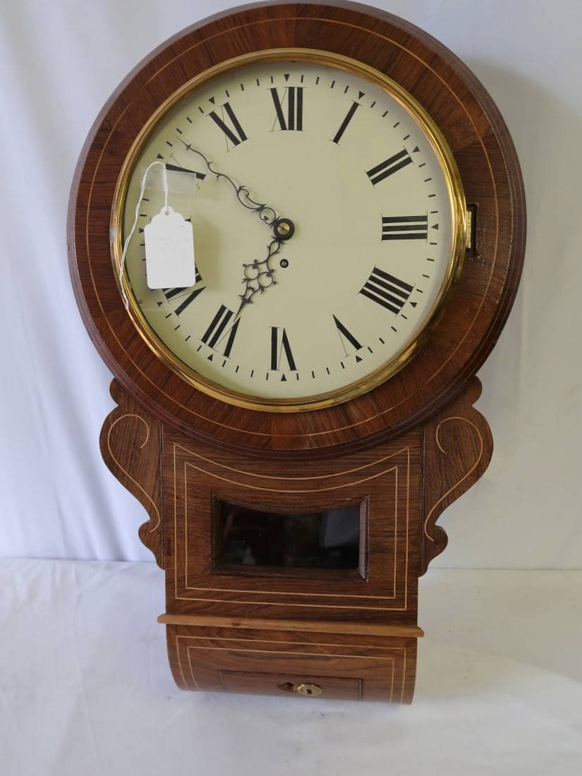 Fabulous In-laid Drop Dial Antique Hanging Wall Clock Auction
