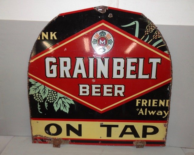 Porcelain Grainbelt Beer on Tap Sign