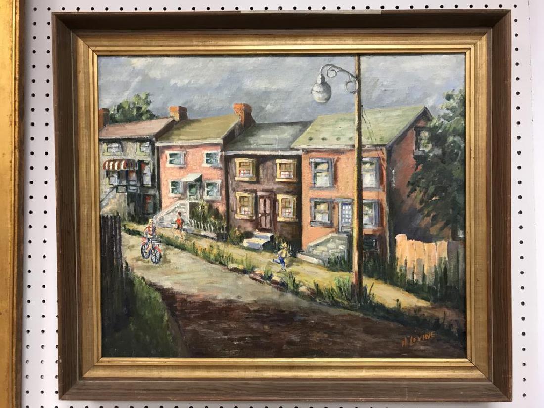 City Scene Oil on Canvas Painting T. Carson 44" x 56"