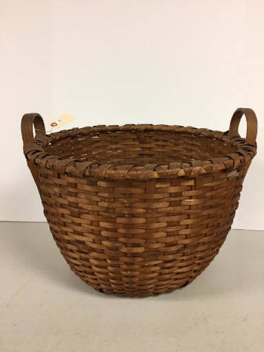 Large And Early Woven Two Handled Basket