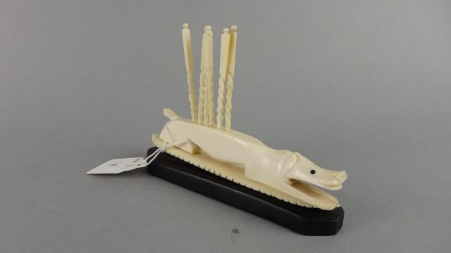 Carved Ivory Toothpick Holder