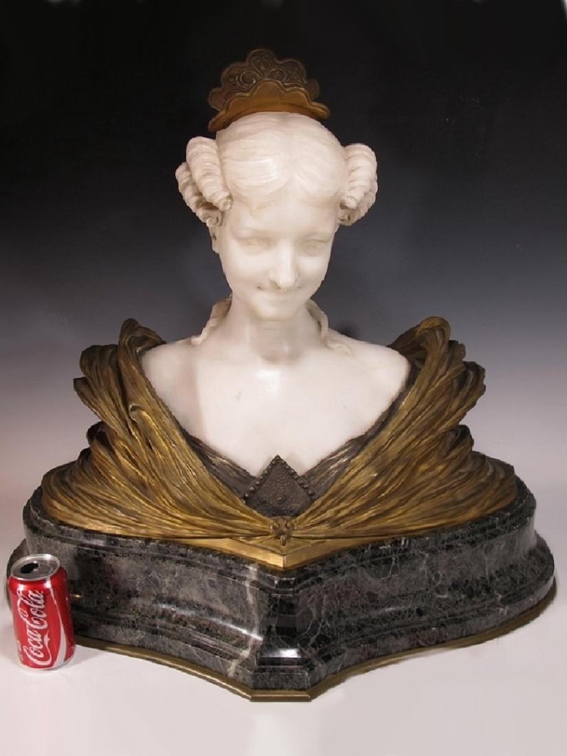 Dominique ALONZO (1910-1930) rare huge bronze & marble