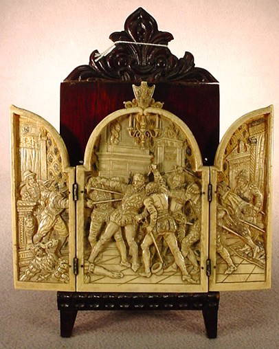 European School Carved Ivory Triptych