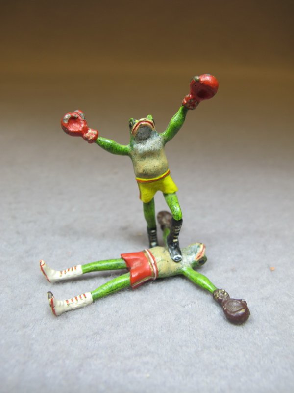 Franz BERGMAN (1898-1963) Vienna bronze frogs boxing