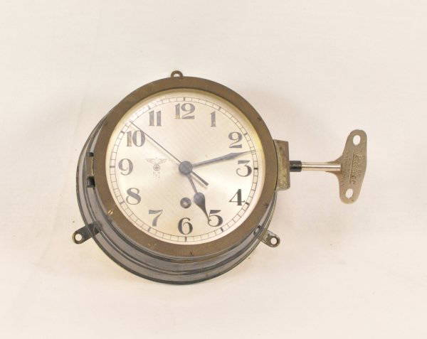 Navy Kriegsmarine Ships Wall Clock. Brass Body, Black